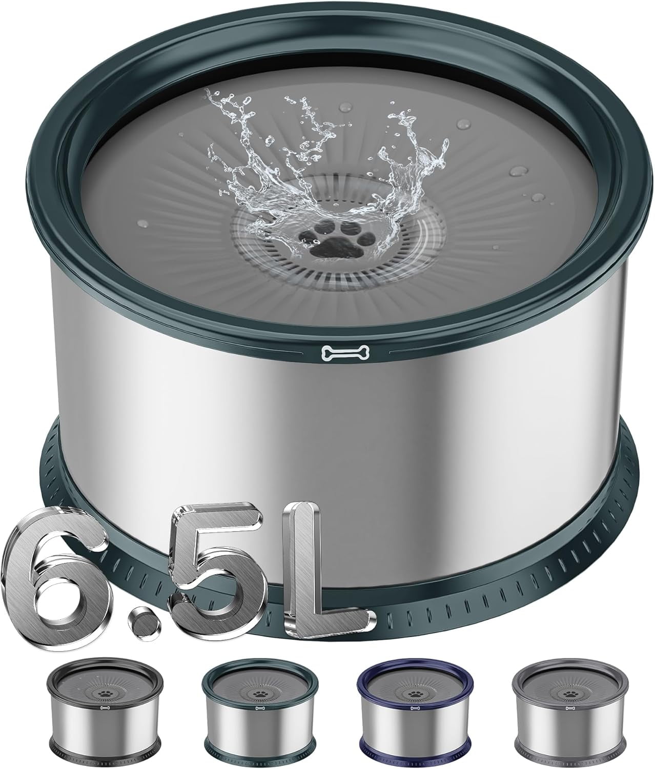 1.6 Gallon Dog Water Bowl, 6.5L/220oz Stainless Steel No Spill Water ...