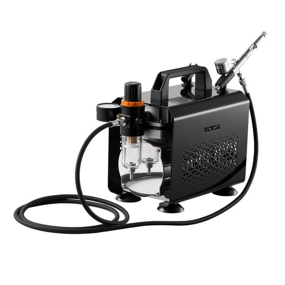 1/6 HP Low Noise Airbrush Kit with Dual-Action Airbrush, 3 Tips ...