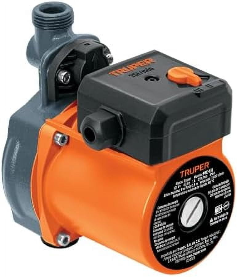 1/6 HP Pressurizing Pump, Black, Industrial, Plastic, 25 L/min Flow, 9m ...