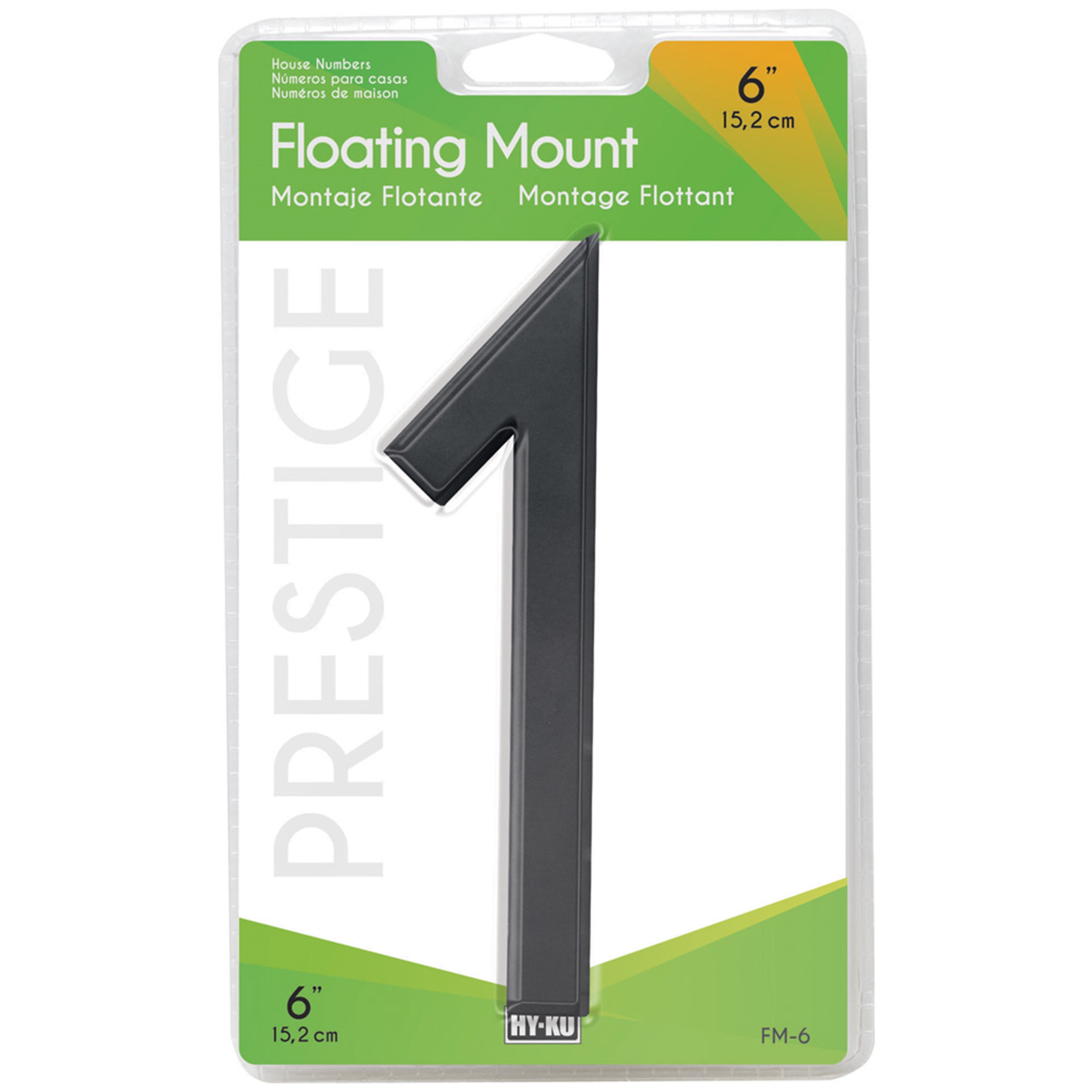 Hy-Ko Prestige Number 1- 6 inch Architectural House Number, Satin Black ...