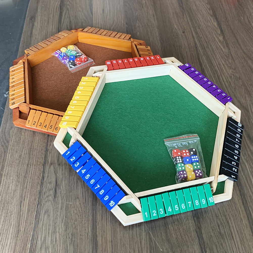 1-6 Players Shut the Box Dice Game Wooden Board Table Math Game ...