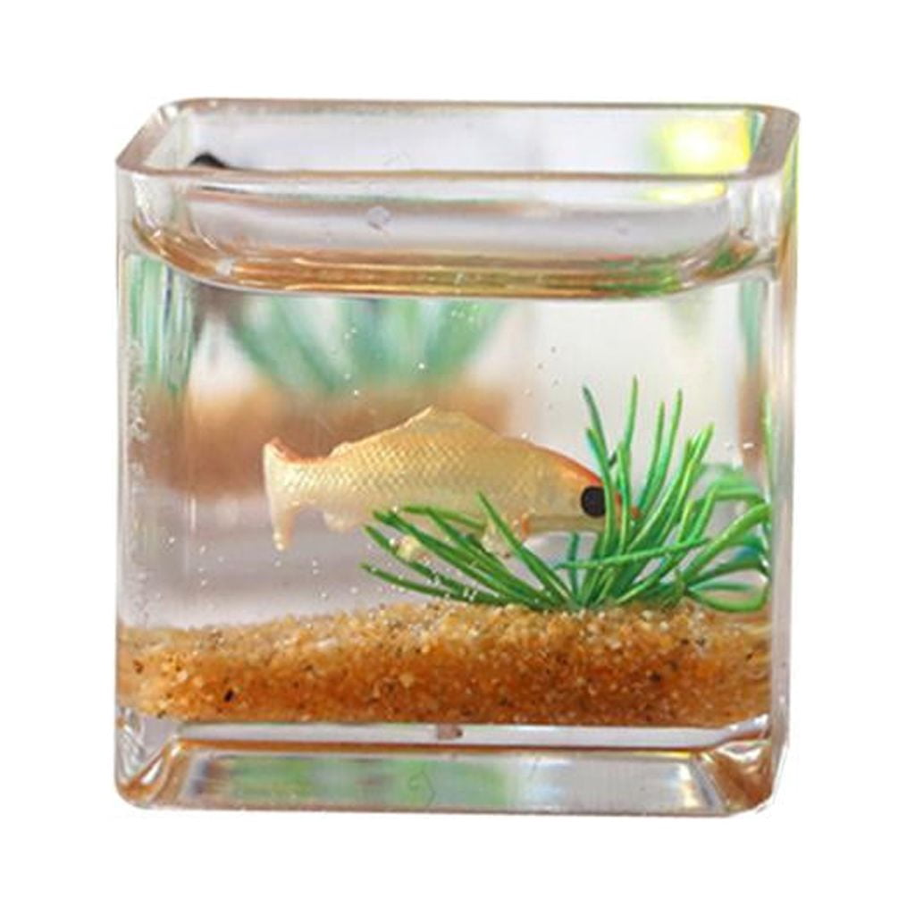1:6 Scale Dollhouse Fish Tank Kids Pretend Miniature Fish Bowl ...