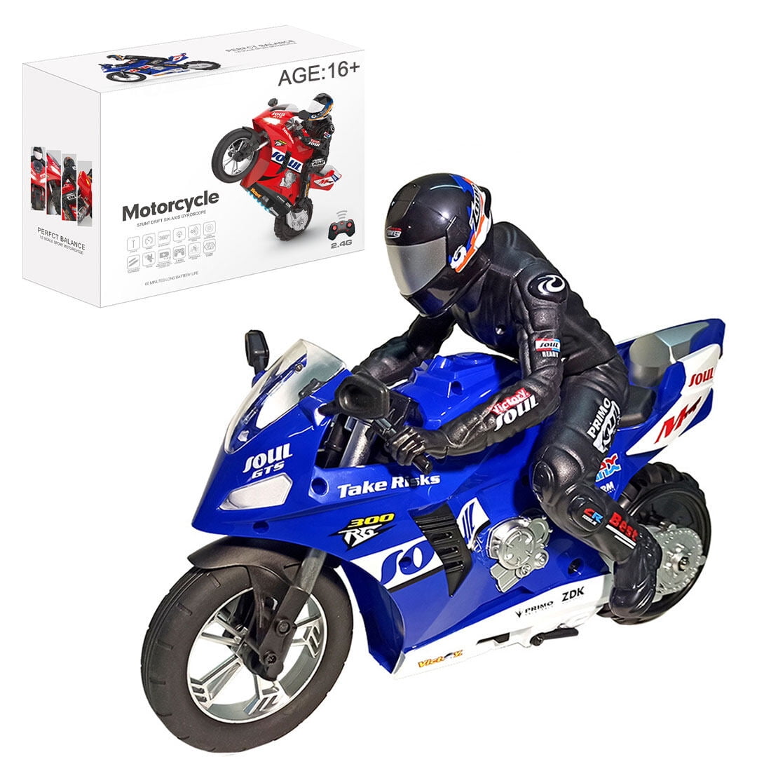 1/6 Scale Electric RC Motorcycle, 2.4GHz Dual-Motor Two-Wheel Self ...