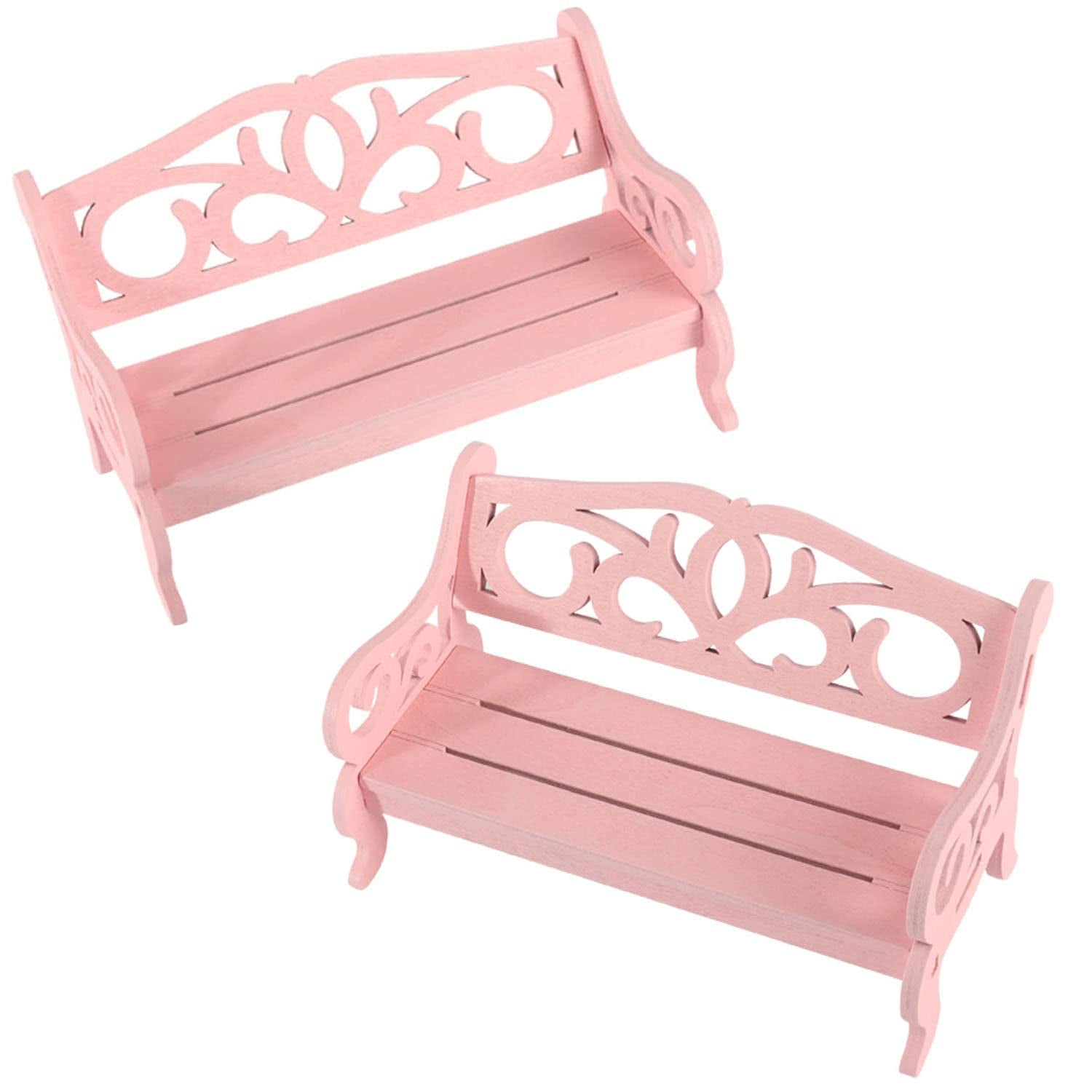 1:6 Scale Miniature Park Benches Modern Styled Garden Chair Mini House ...