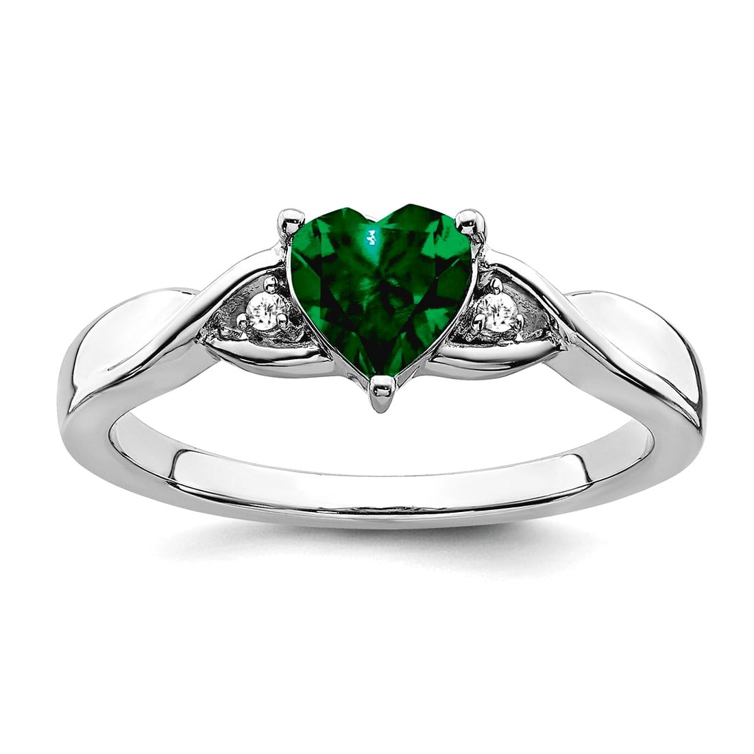 1.6 To 3.1mm 925 Sterling Silver Rhodium Plated Created Emerald and ...
