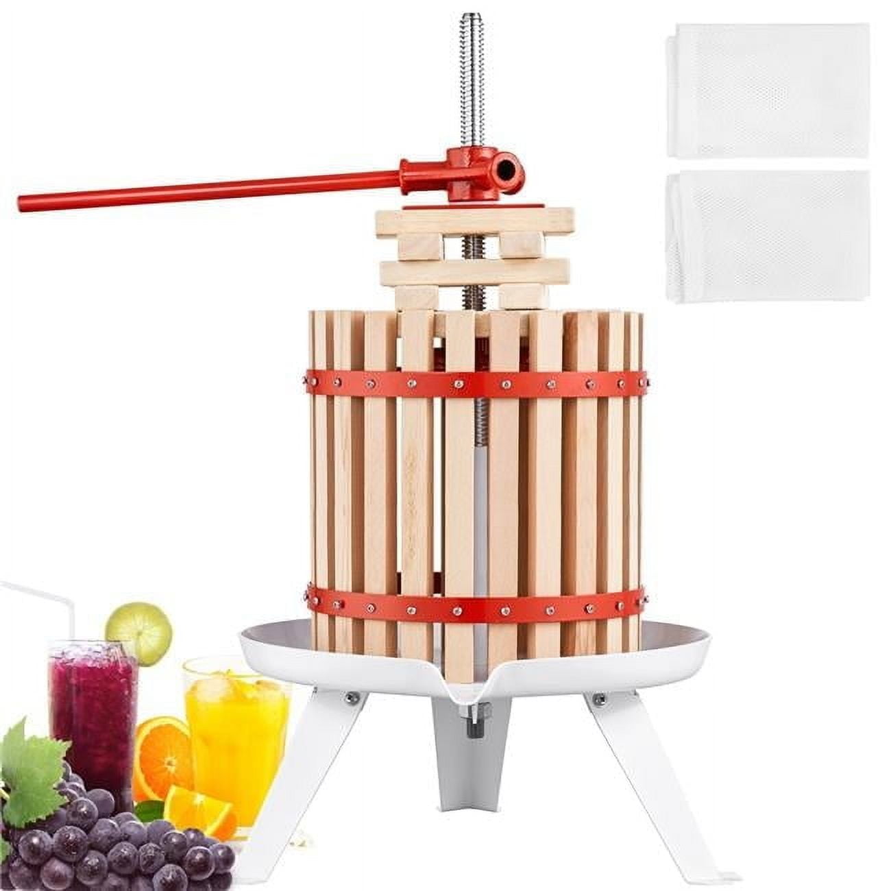 1.6 gal Fruit Wine Press - Solid Wood Basket with 6-Blocks, Manual ...