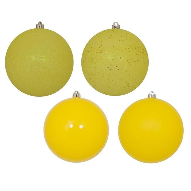 1.6 in. Yellow Ball 4 Finish Assorted Ornament - 96 per Bag - Walmart.com