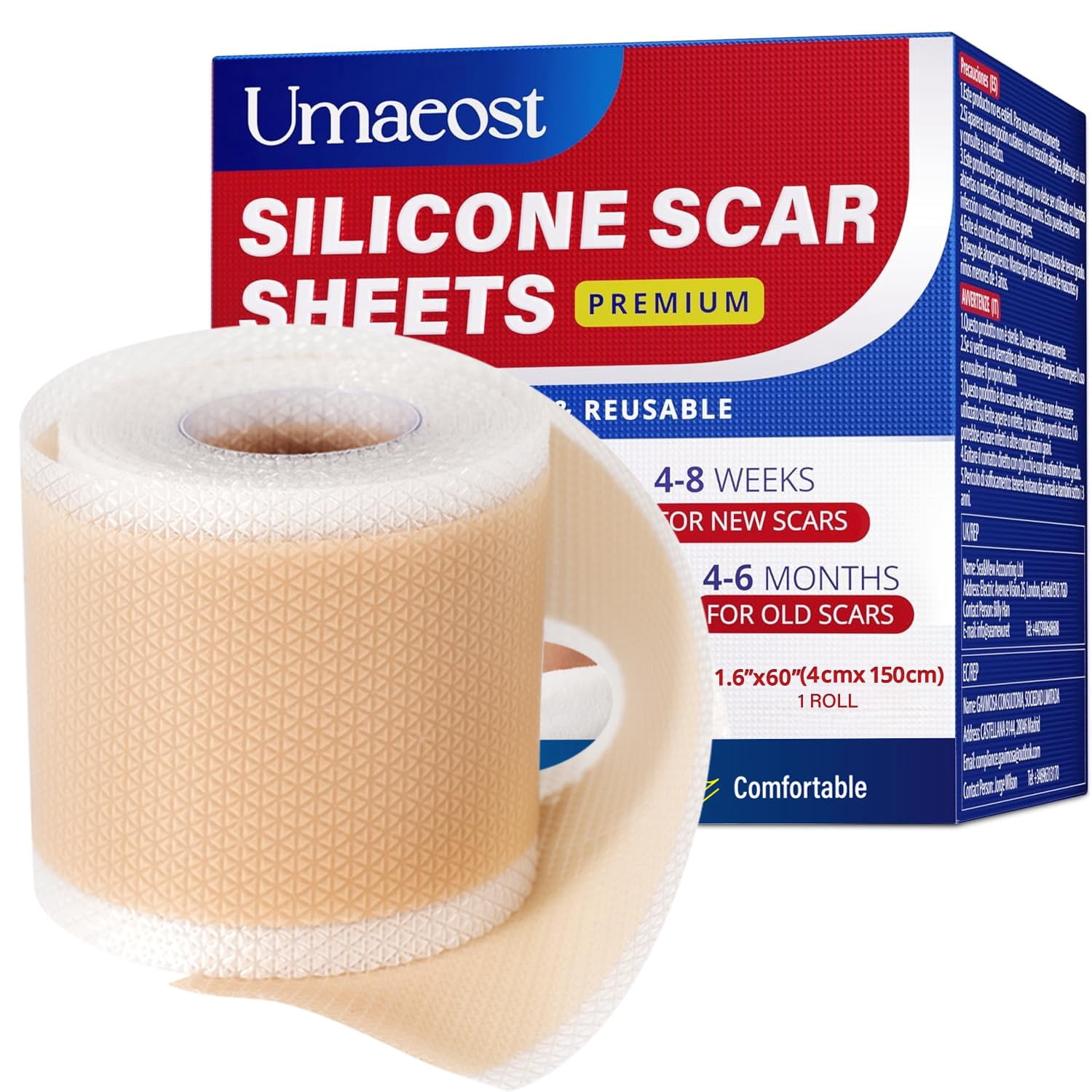 1.6"x 60" Medical Silicone HMF23 Scar Tape for Scars: Medical Grade ...