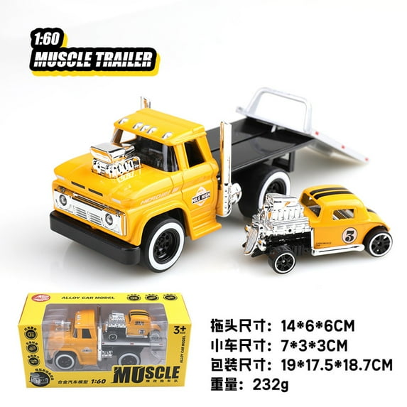 1:60 American MUSCLE TRAILER Alloy Diecast Car Model Toys Sound Light ...