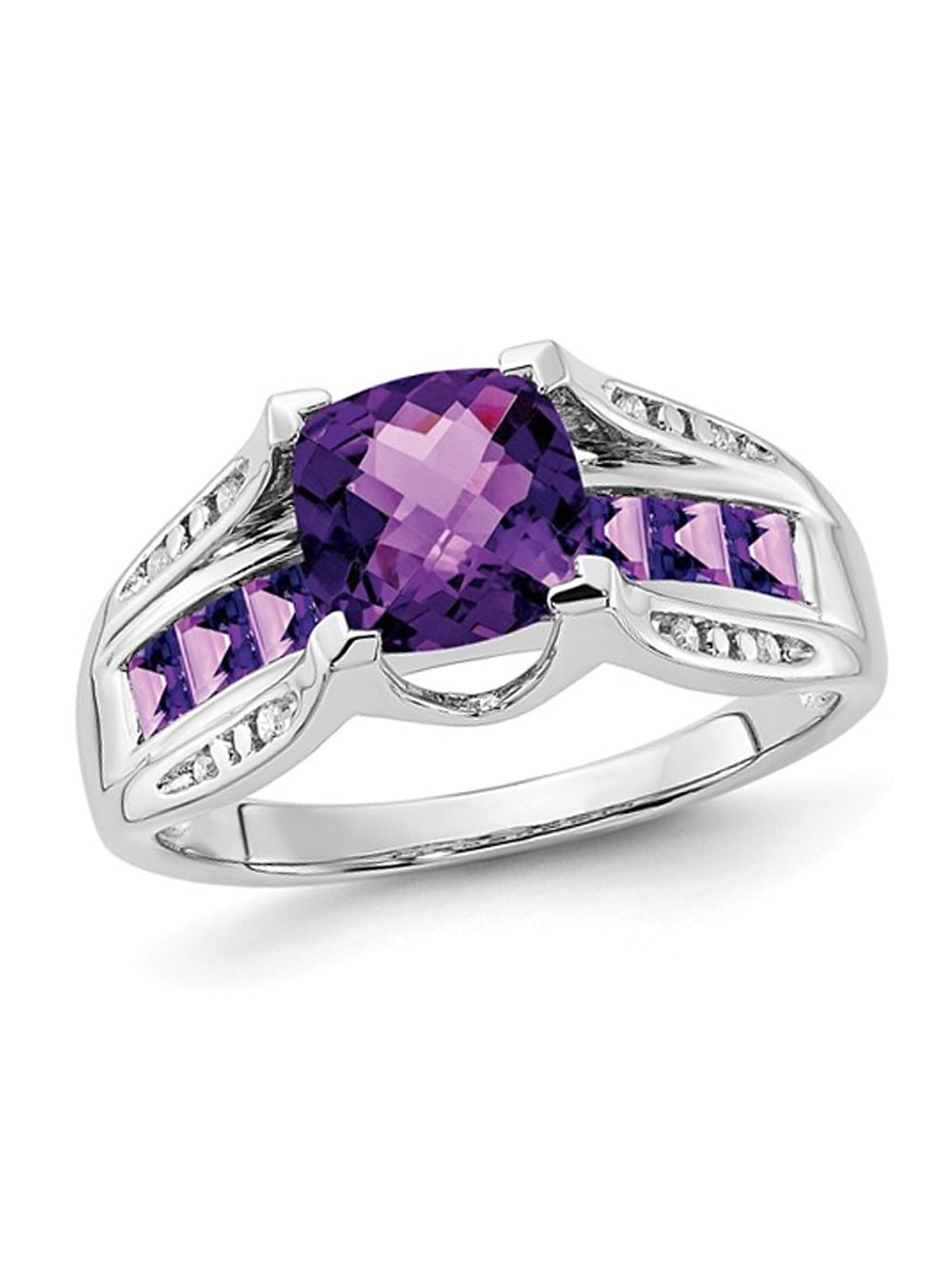 1.60 Carat (Ctw) Cushion-Cut Amethyst Ring in Sterling Silver - Walmart.com