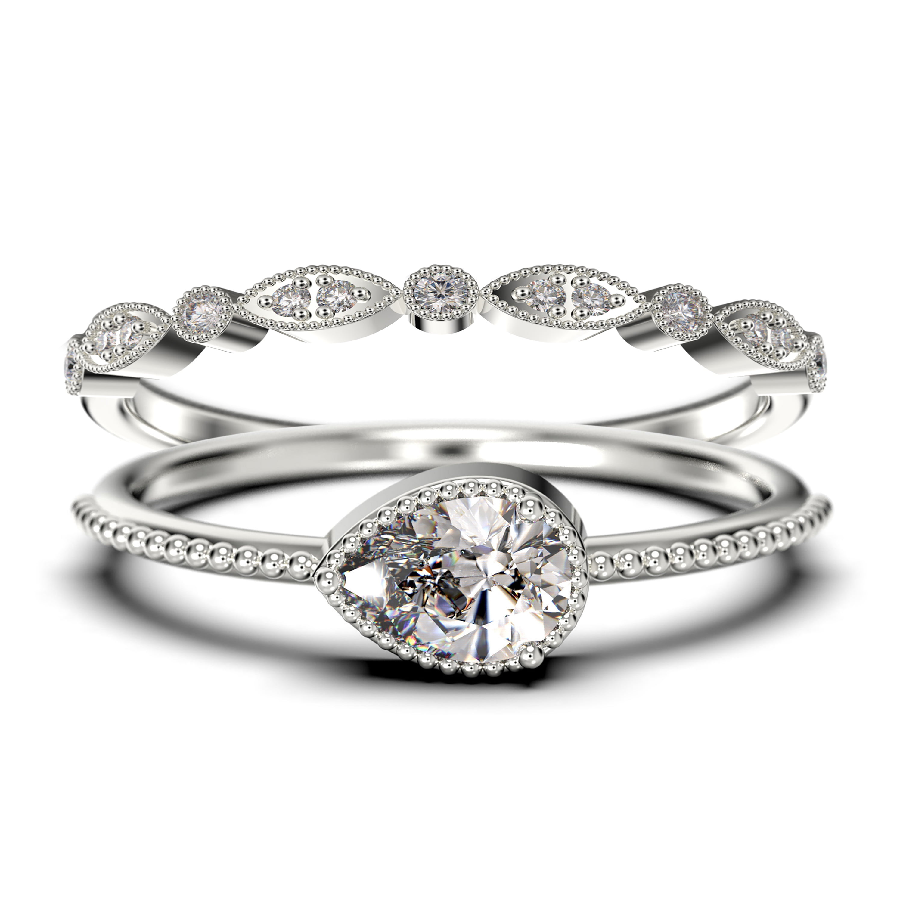 1.60 Carat Pear Cut Diamond Moissanite Classic Engagement Ring, Modern ...