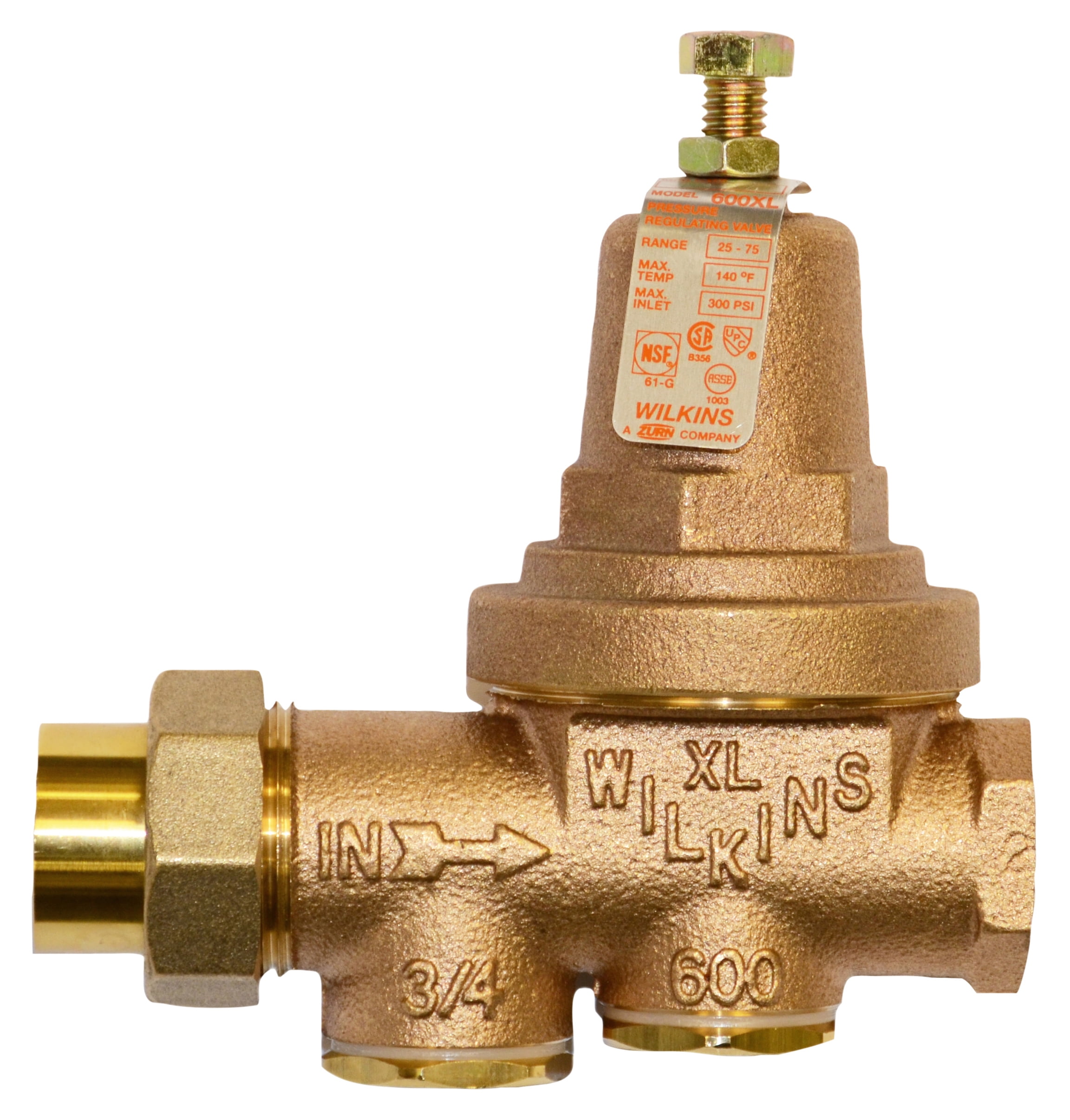 1" 600XL Pressure Reducing Valve with a spring range from 75 psi to 125 ...