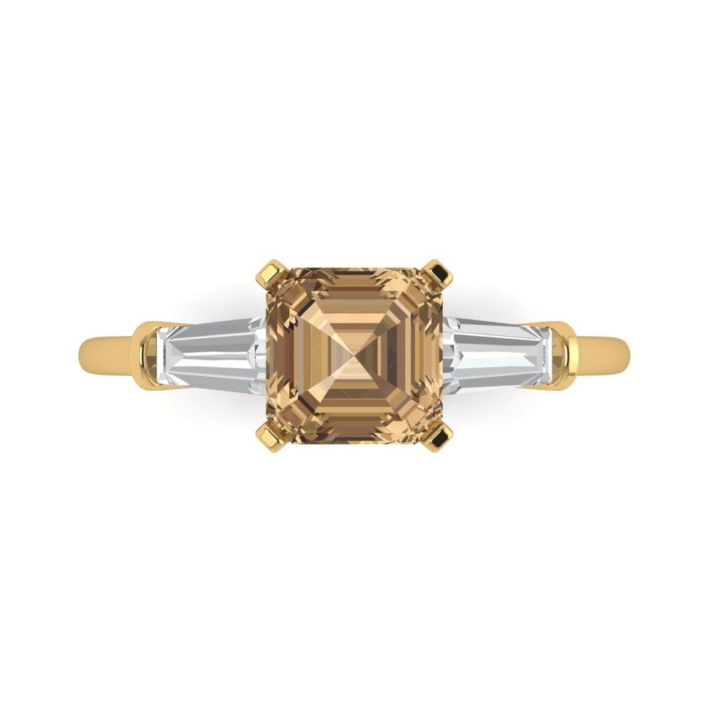 Three-Stone Engagement Ring for Women - 1.62ct Simulated Champagne ...