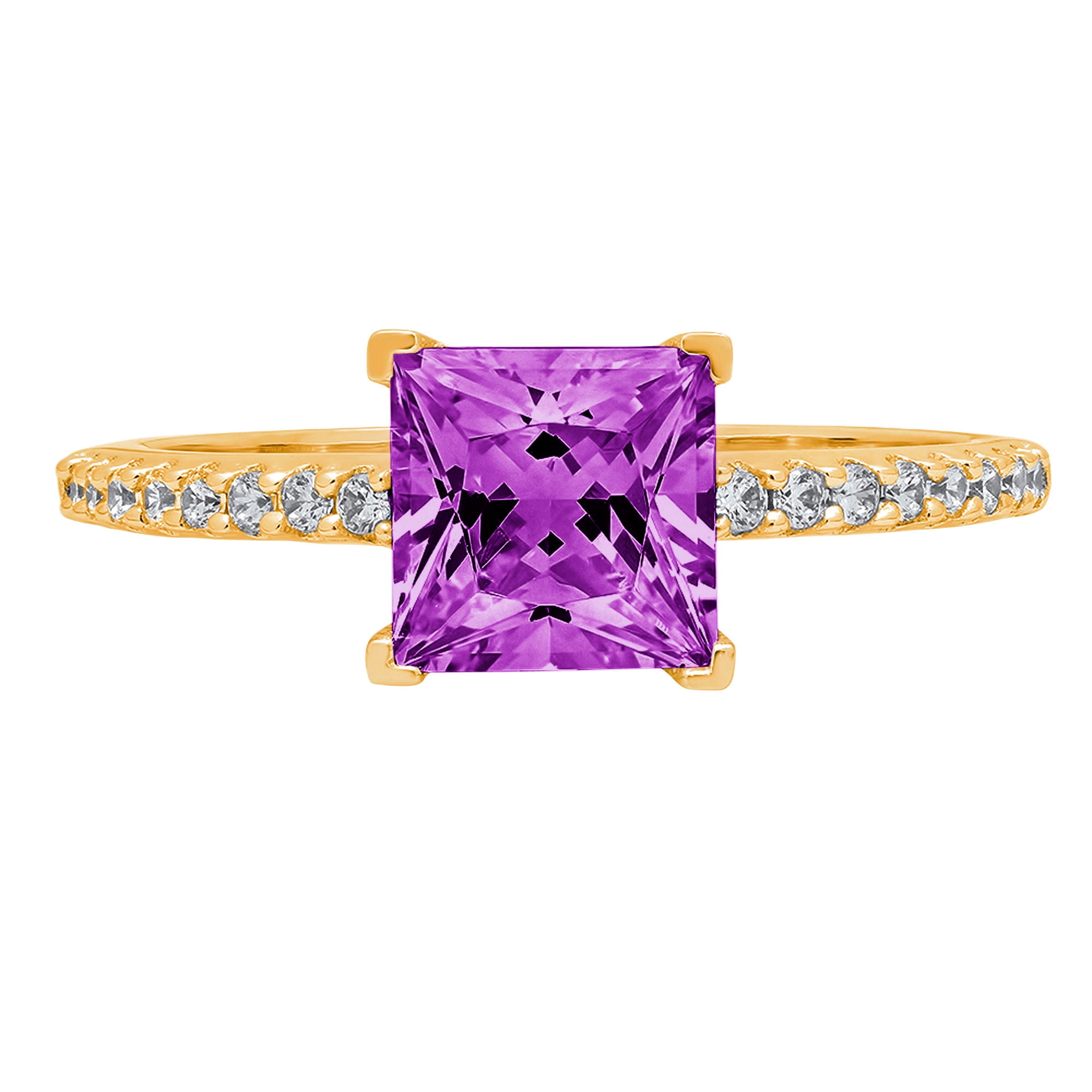 1.62 ct Princess Cut Simulated Alexandrite Solitaire with Simulated ...