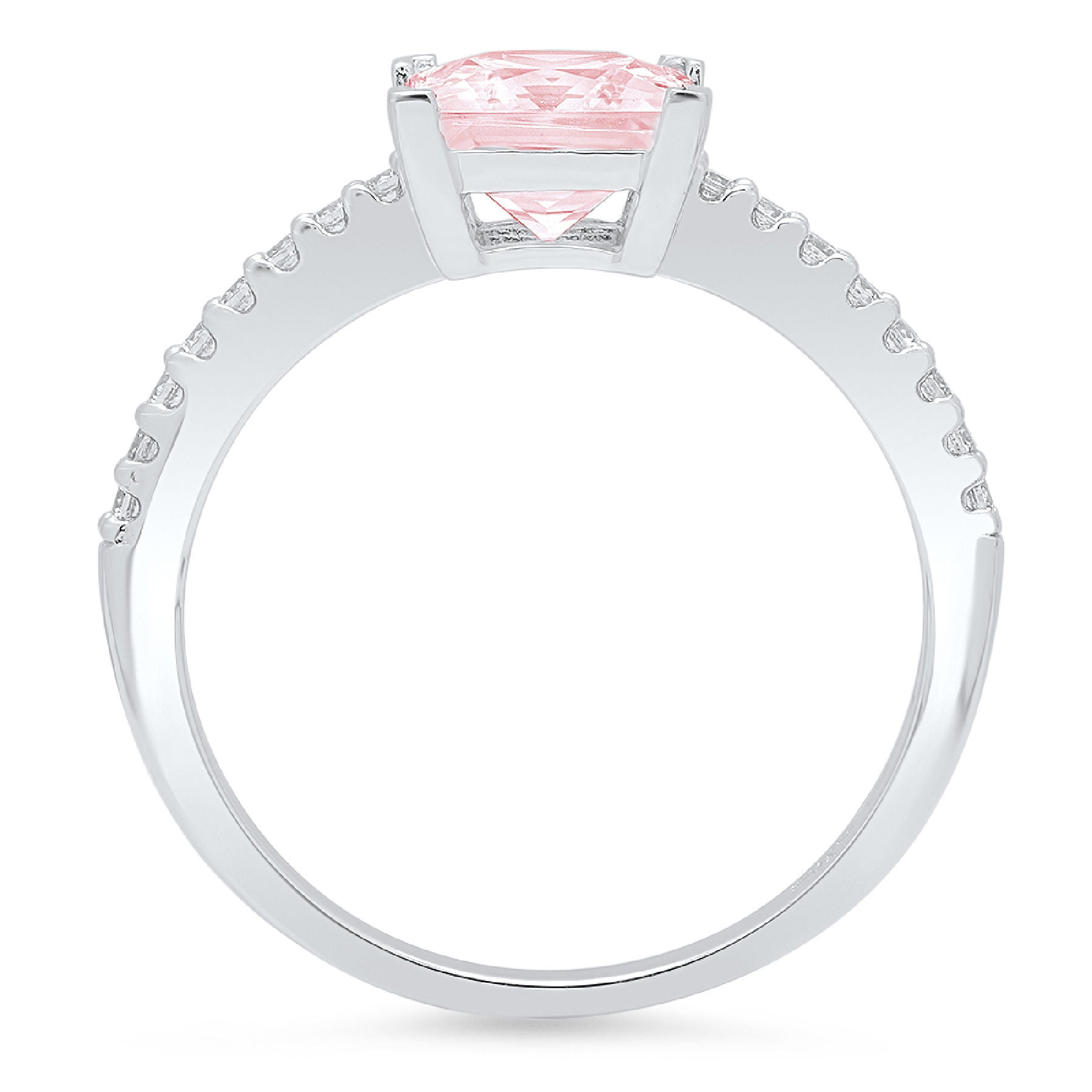 1.62 ct Princess Cut Simulated Pink Diamond Solitaire with Accents ...