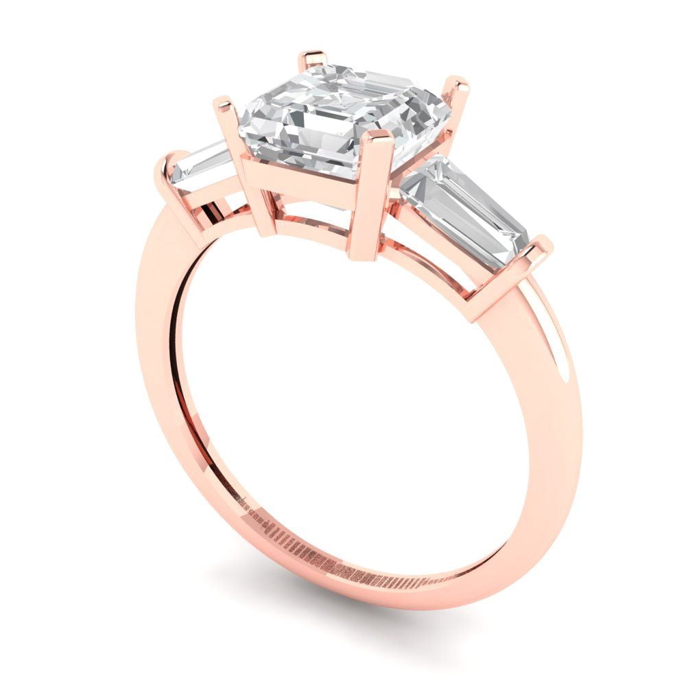 1.62 ct Square Emerald Cut Moissanite Three-Stone Engagement Ring for ...