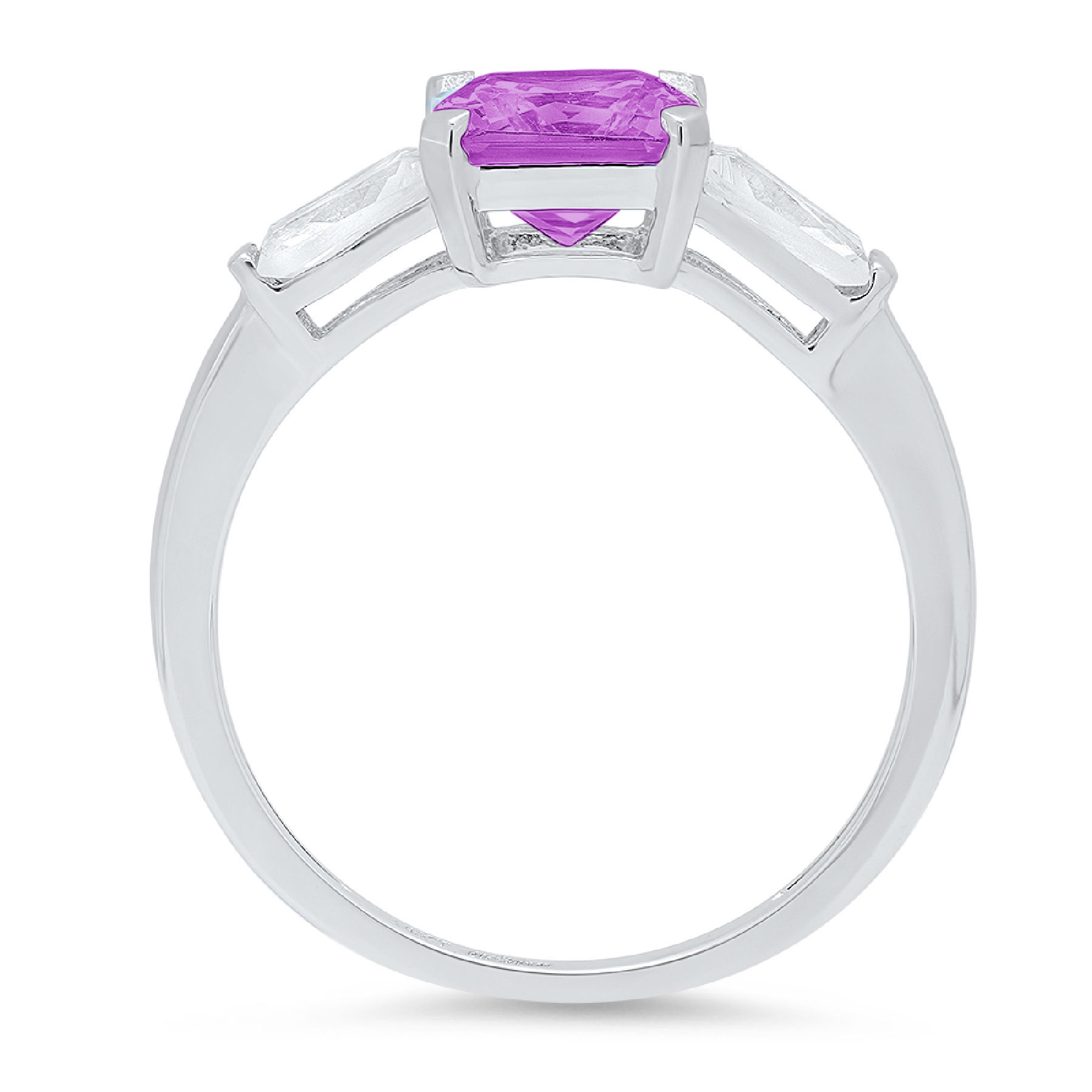 1.62 ct Square Emerald Cut Simulated Alexandrite Three-Stone Engagement ...