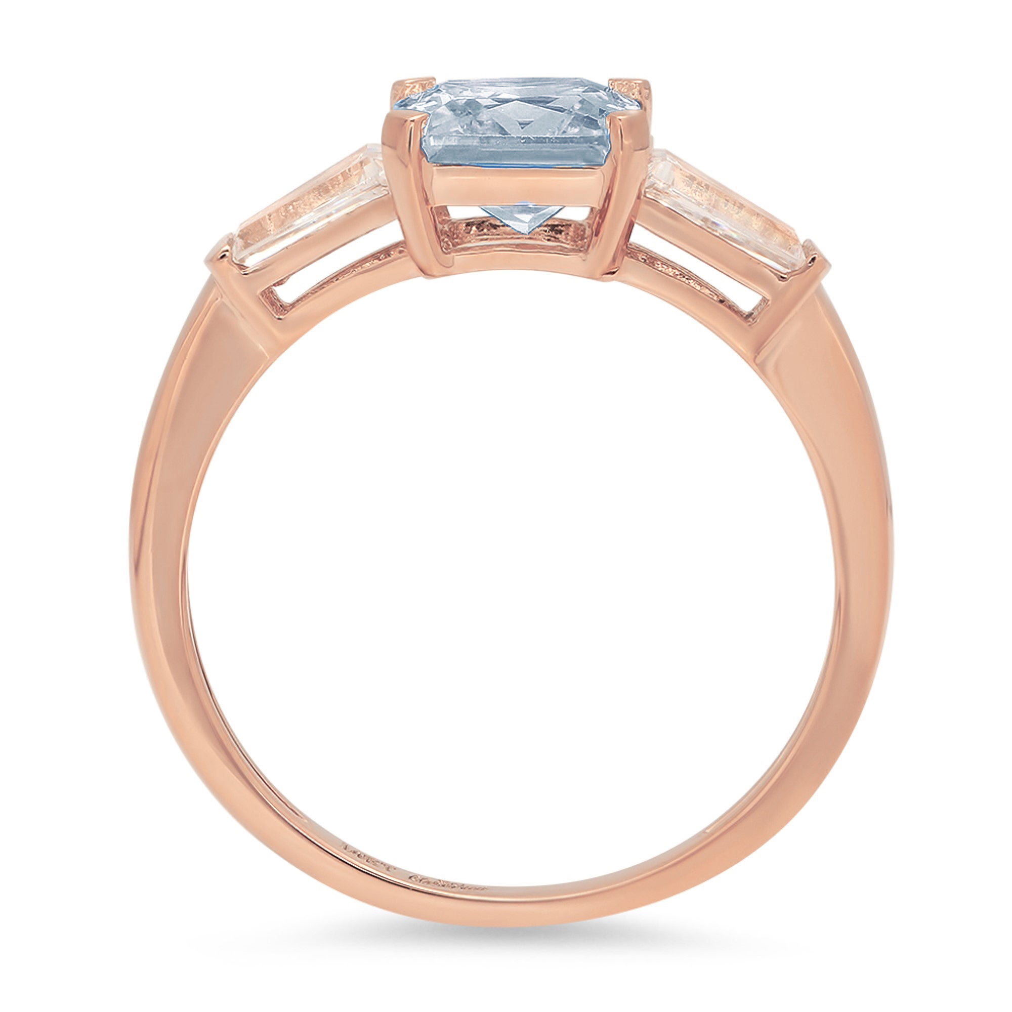 1.62 ct Square Emerald Cut Simulated Blue Diamond Three-Stone ...