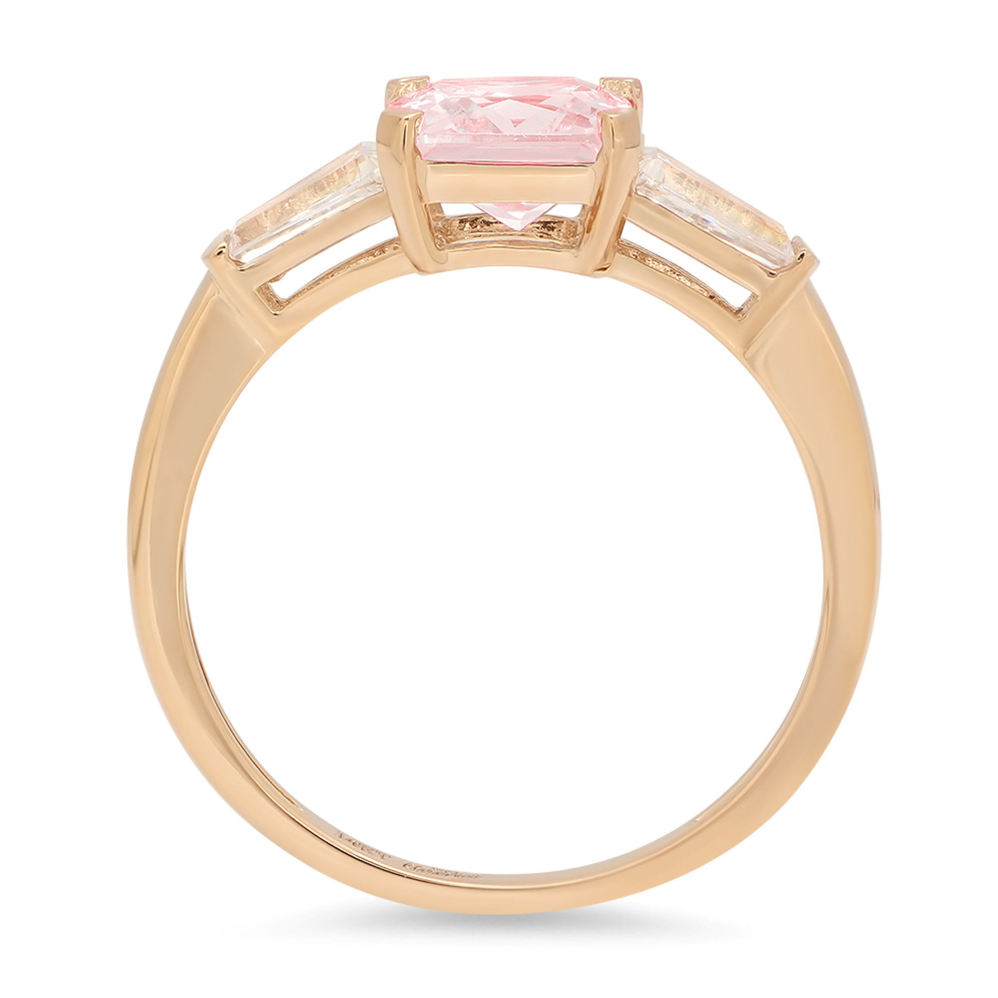 1.62 ct Square Emerald Cut Simulated Pink Diamond Three-Stone ...