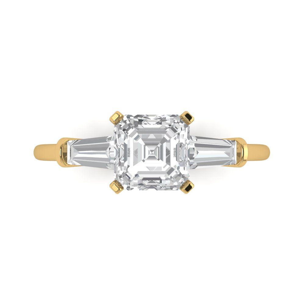1.62ct Square cut - Three- Stone - VVS1 Moissanite - 18k Yellow Gold - Bridal Anniversary ...