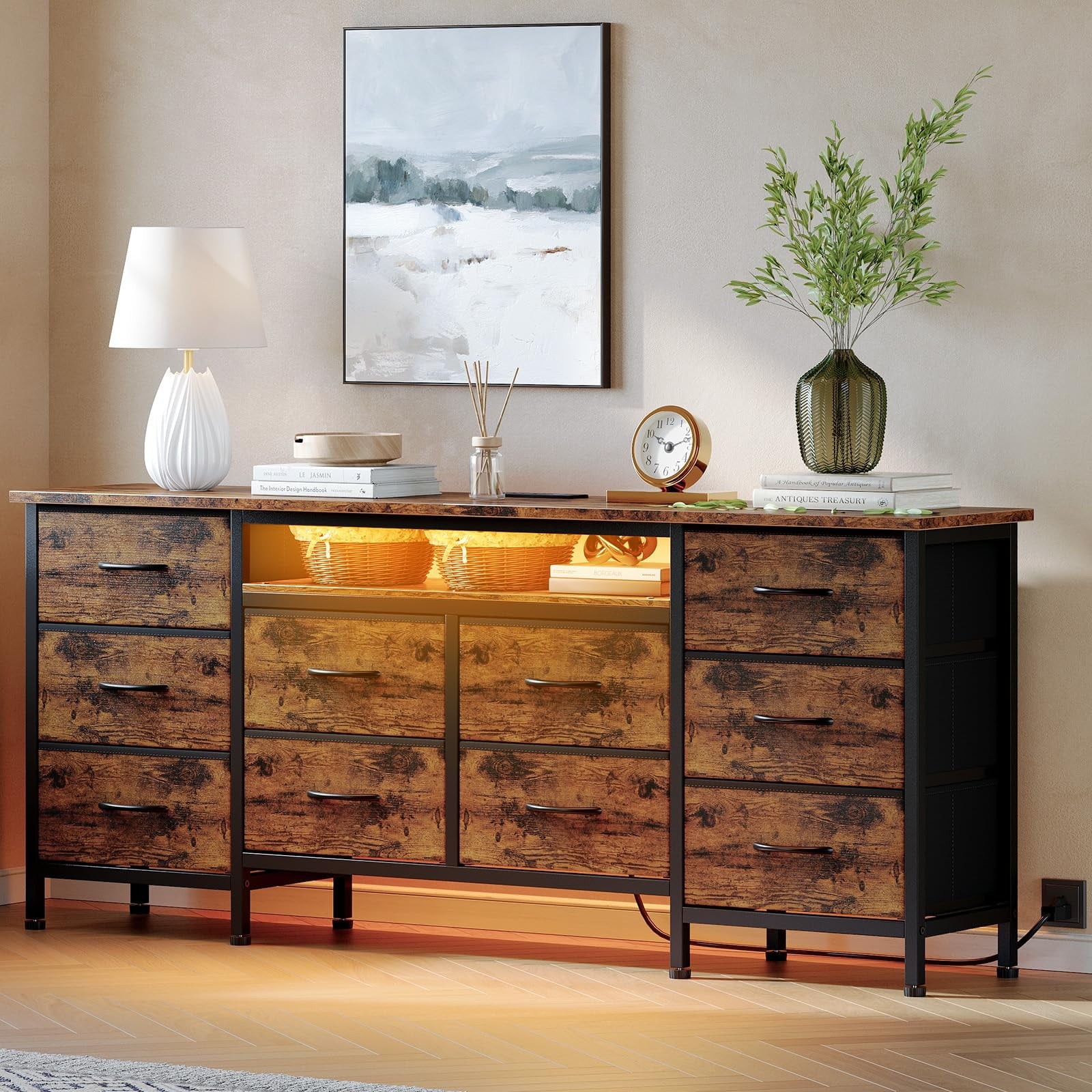 1#63" TV Stand with LED Lights & Power Outlets - Walmart.com