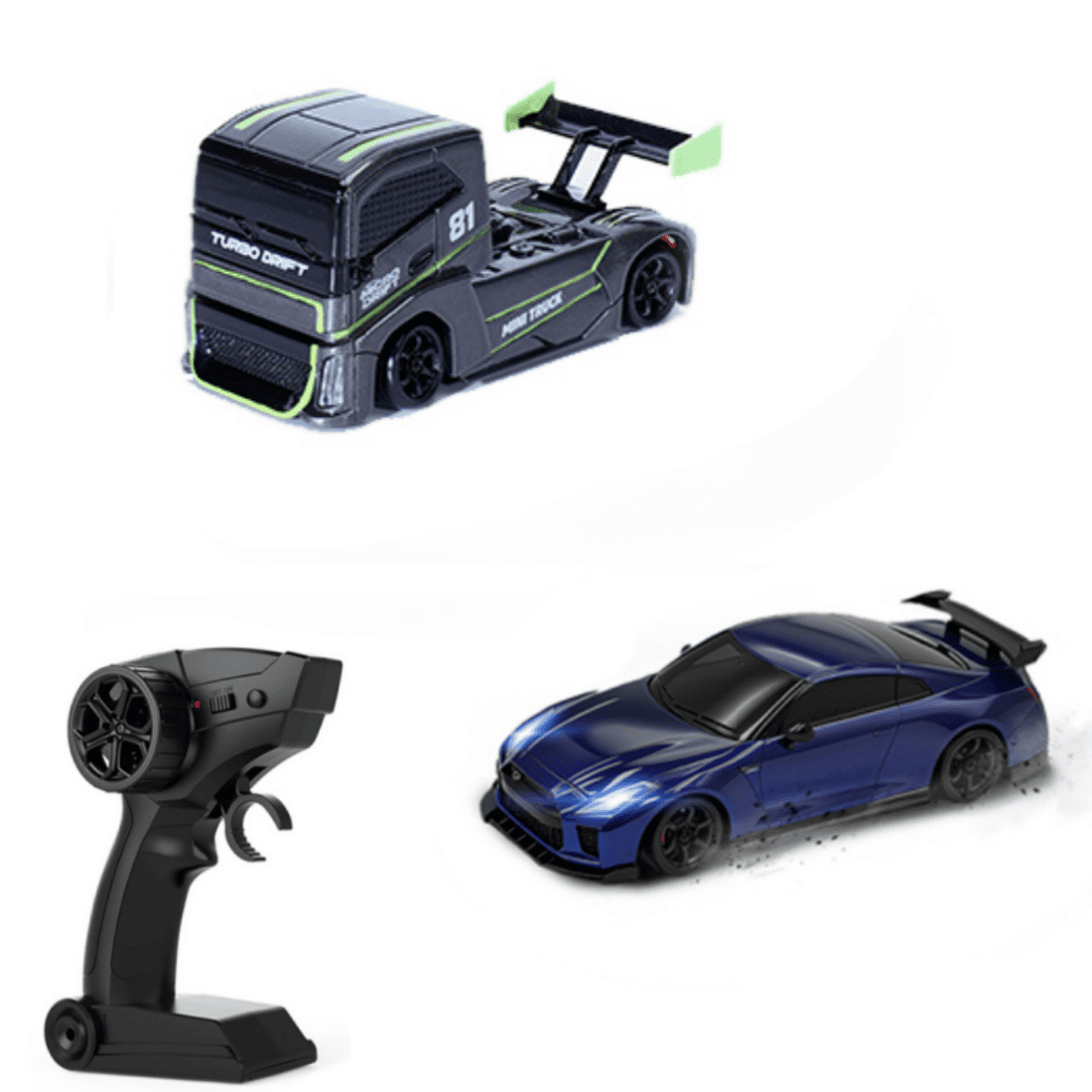 1/64 & 1/87 Scale 2‑Pack RC Drift Cars, 4WD Full/Semi‑Proportional, 2 ...