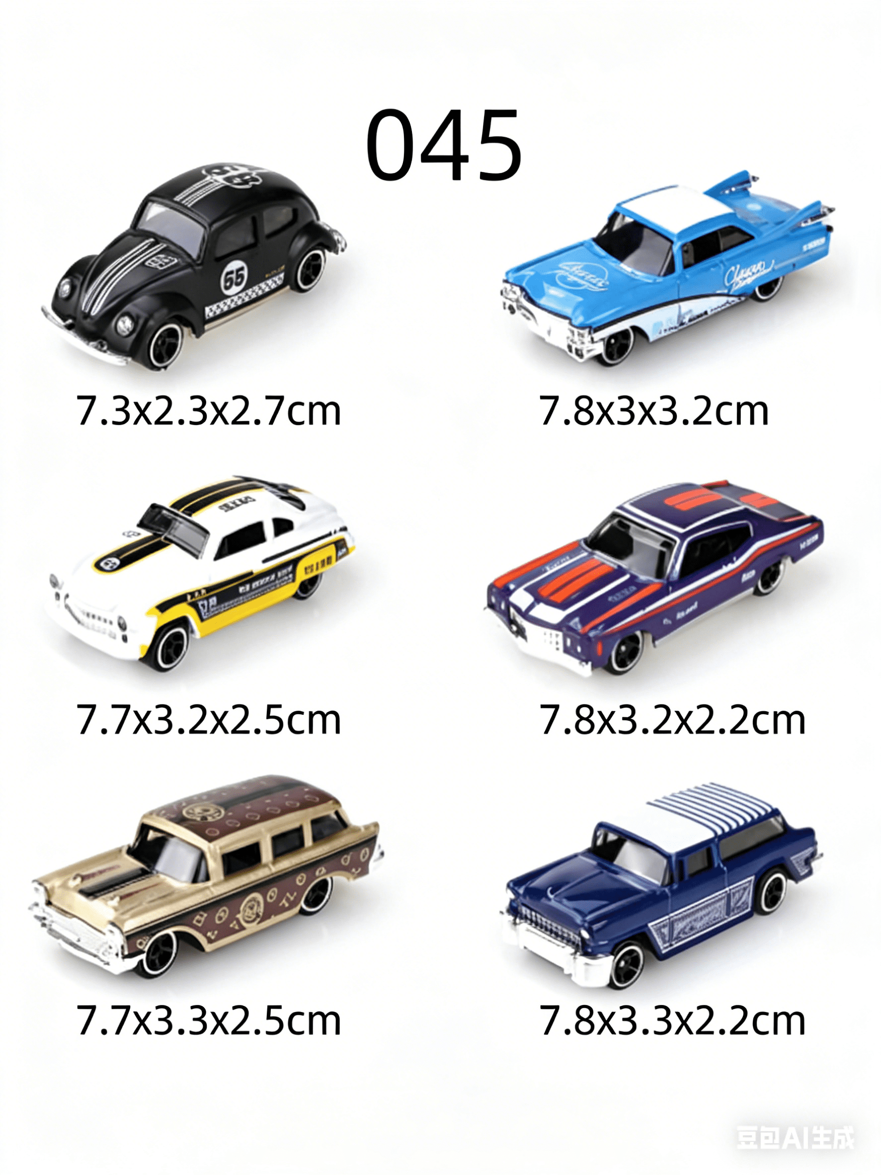 1/64 Antique/Retro Style Mini Diecast Car Set, 6 pieces, Die Cast Metal ...