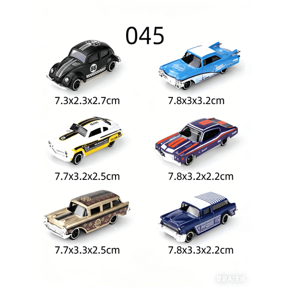 1/64 Antique/Retro Style Mini Diecast Car Set, 6 pieces, Die Cast Metal ...