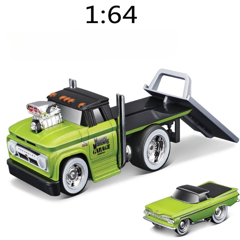1:64 Car model, muscle car model, transport trailer model, toy ...