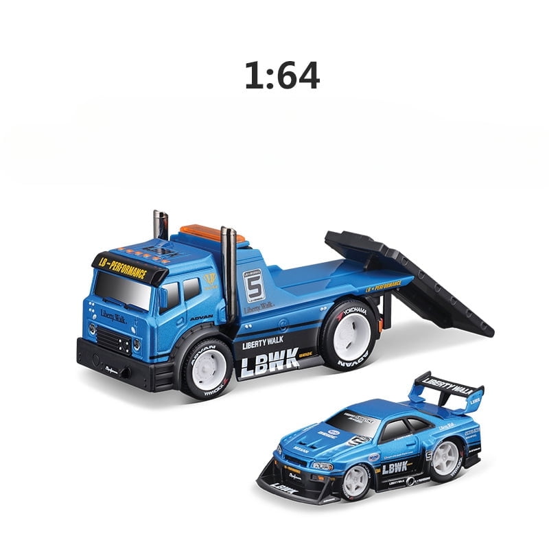 1:64 Car model, muscle car model, transport trailer model, toy ...