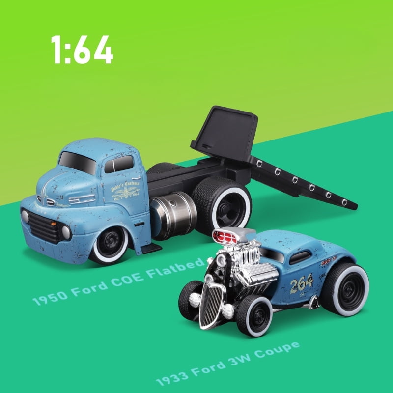 1:64 Car model, muscle car model, transport trailer model, toy ...