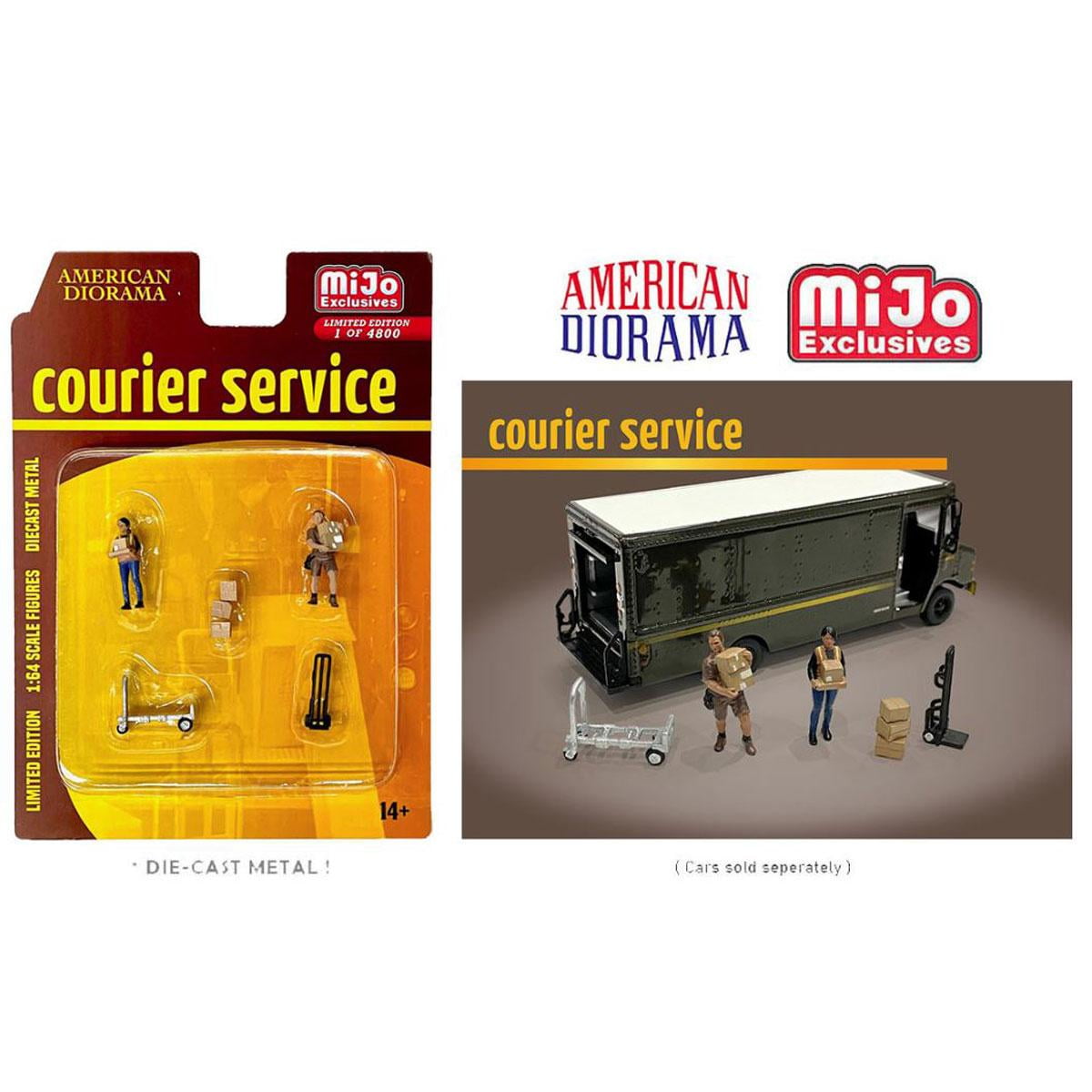 "Courier Service" 5 Piece Diecast Figures Set (2 Worker Figures and 3 ...