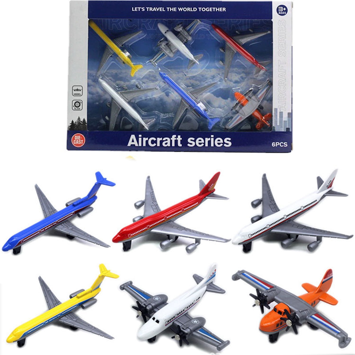 1:64 Die-Cast Alloy Fighter Jet and Passenger Airplane Model Set ...