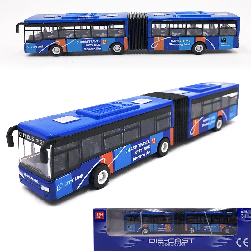 1/64 Diecast Alloy City Bus Pull Back Cars Kids Toy Car Inertia Vehicle Model Toy Educational ...