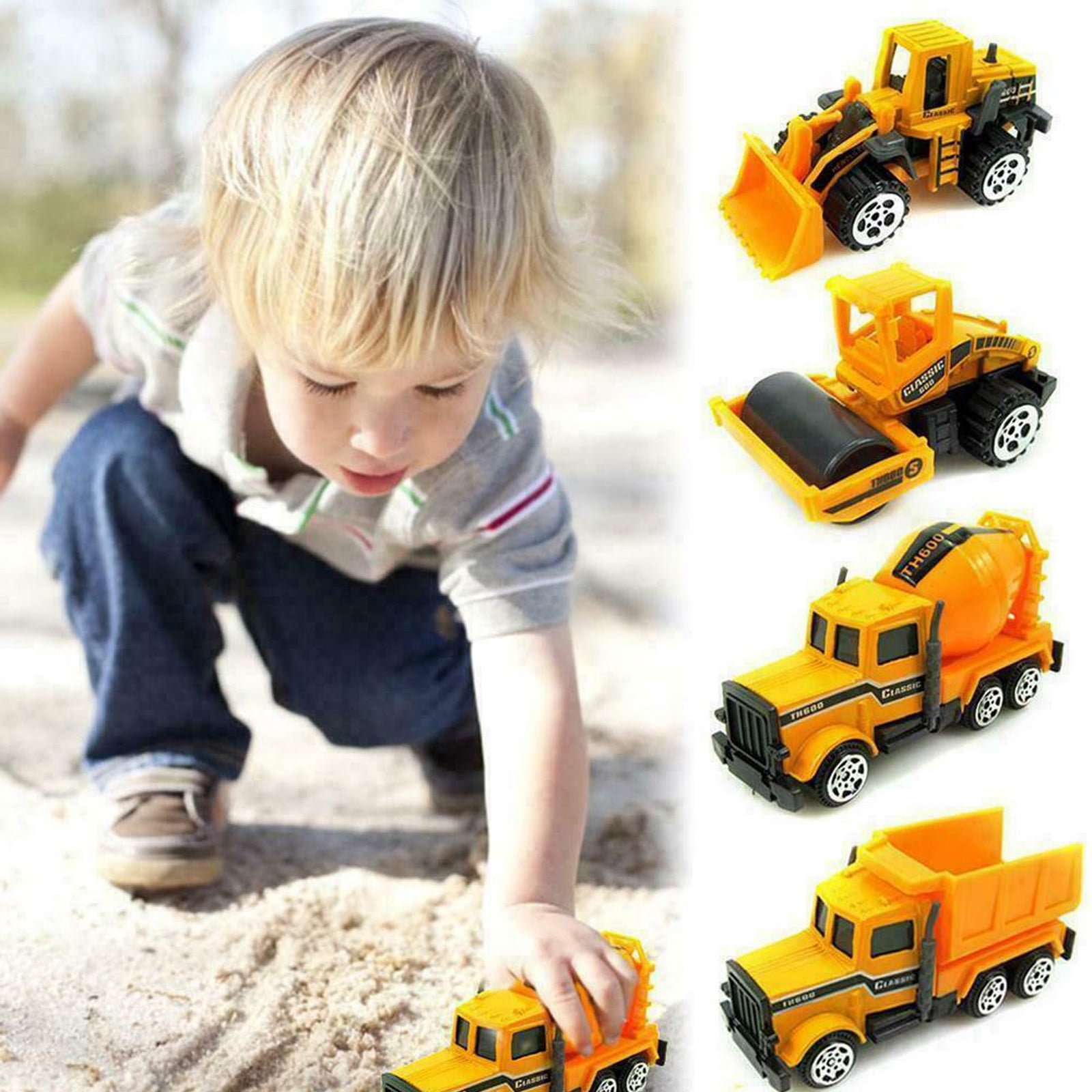 1:64 Diecast Truck Toys, Mini Alloy Engineering Vehicle Set, Plastic ...