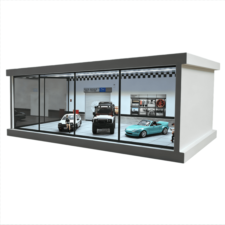 1/64 Diorama 5 Parking Space Garage Model, USB LED Lighting Car ...