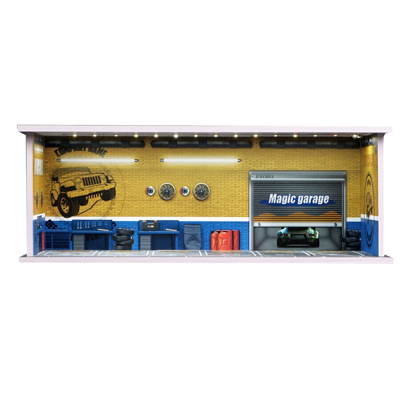 1/64 Diorama Car Garage, LED Lighting Parking Lot Scene Display Case ...