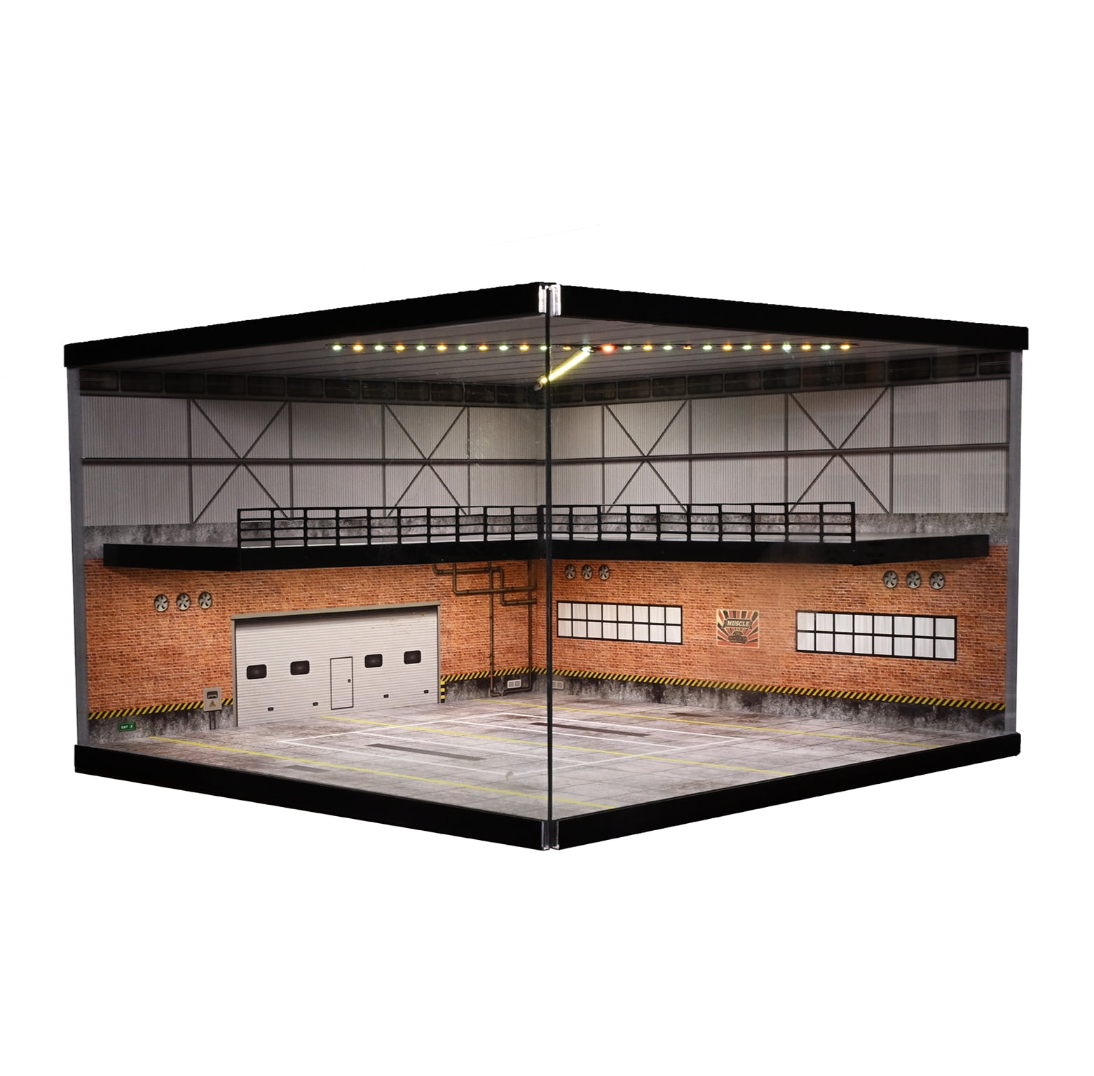 1/64 Diorama Car Garage Model, 3 LED Modes Parking Lot Showroom Scene ...