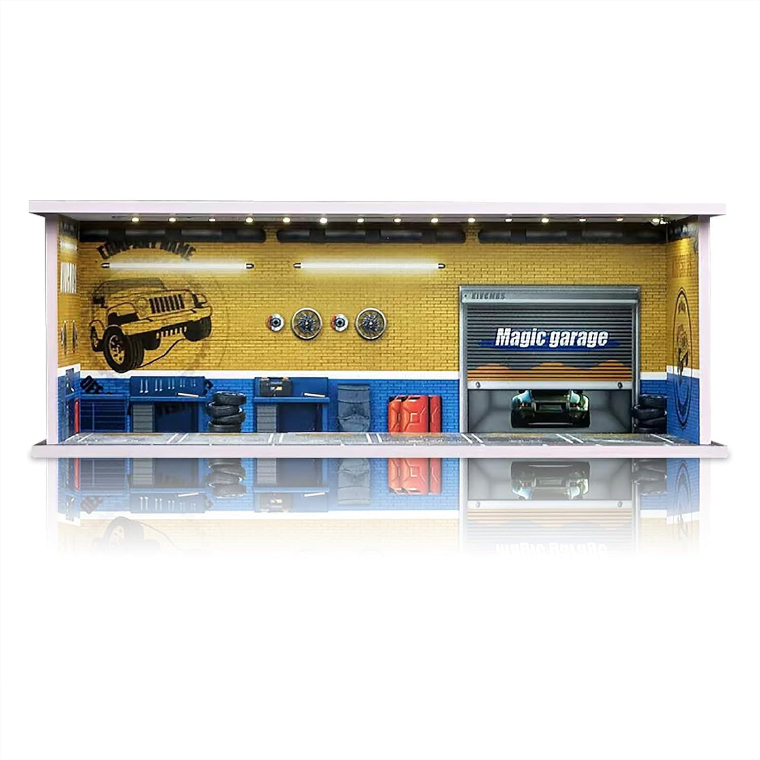 1/64 Diorama Car Garage Model, LED Lighting Parking Lot Scene Building ...