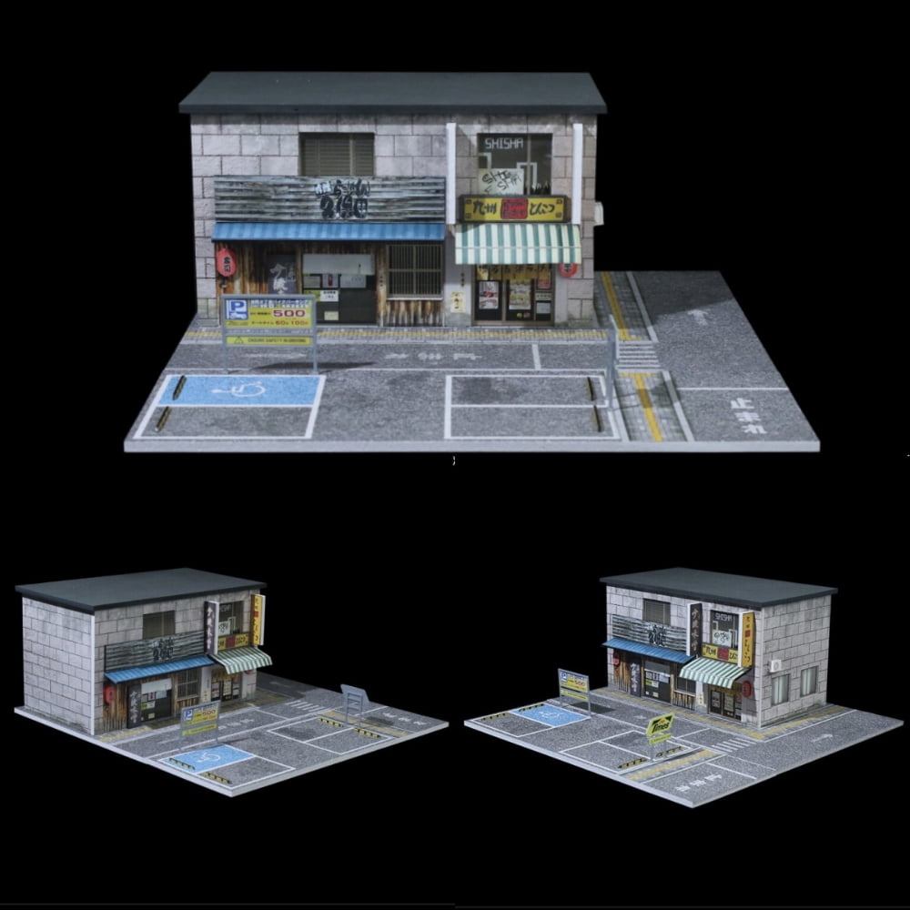 1/64 Diorama Car Garage Model LED Lighting Shown, City Street Building ...