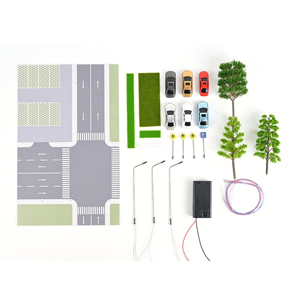 1/64 Diorama Car Parking Lot With Led Light Roadway Tree Display Model ...