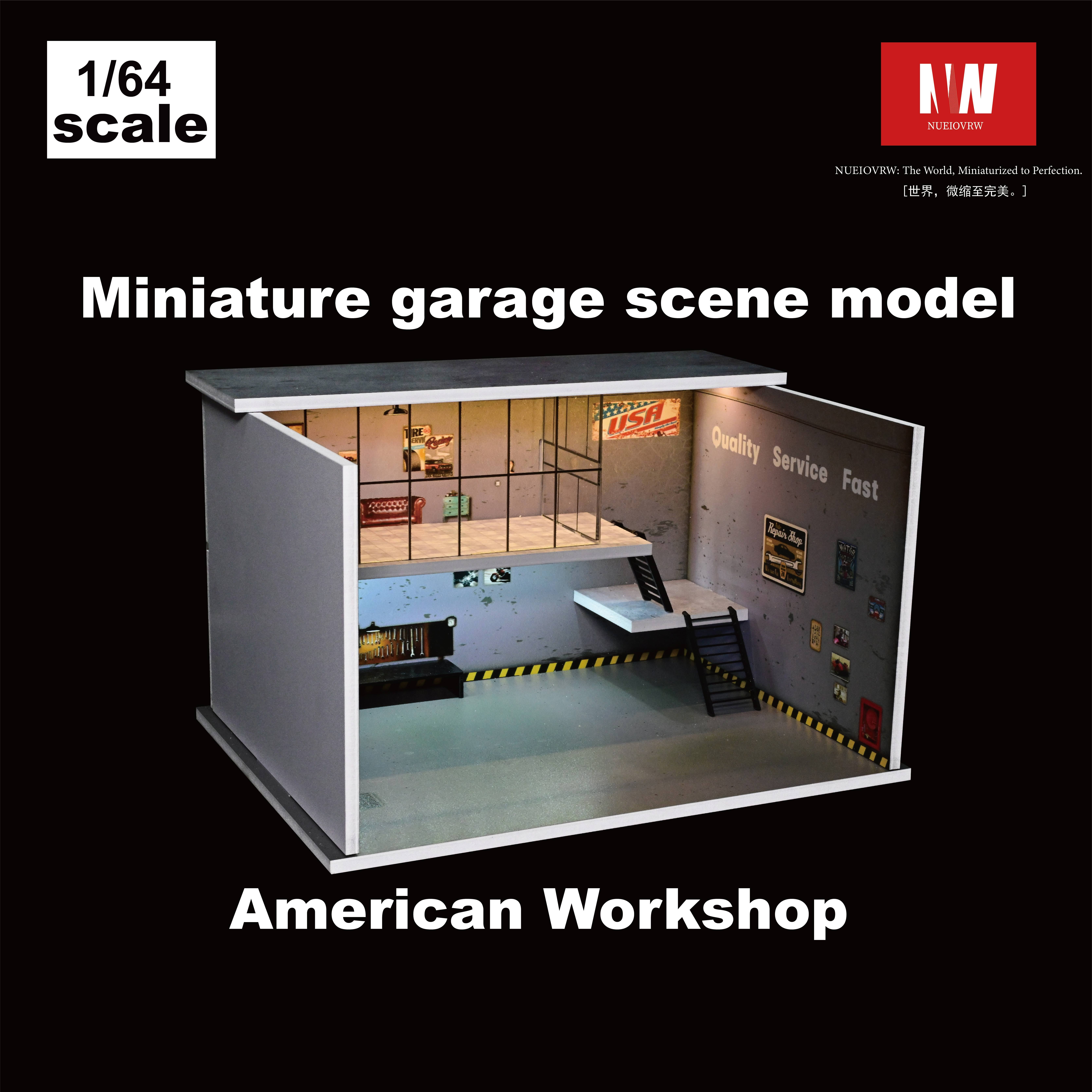 1/64 Diorama Diecast Car Garage Model, LED Lighting Japanese Multi ...