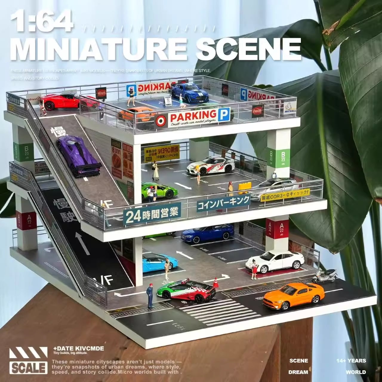 1/64 Diorama Diecast Car Garage Model, LED Lighting Japanese Multi ...