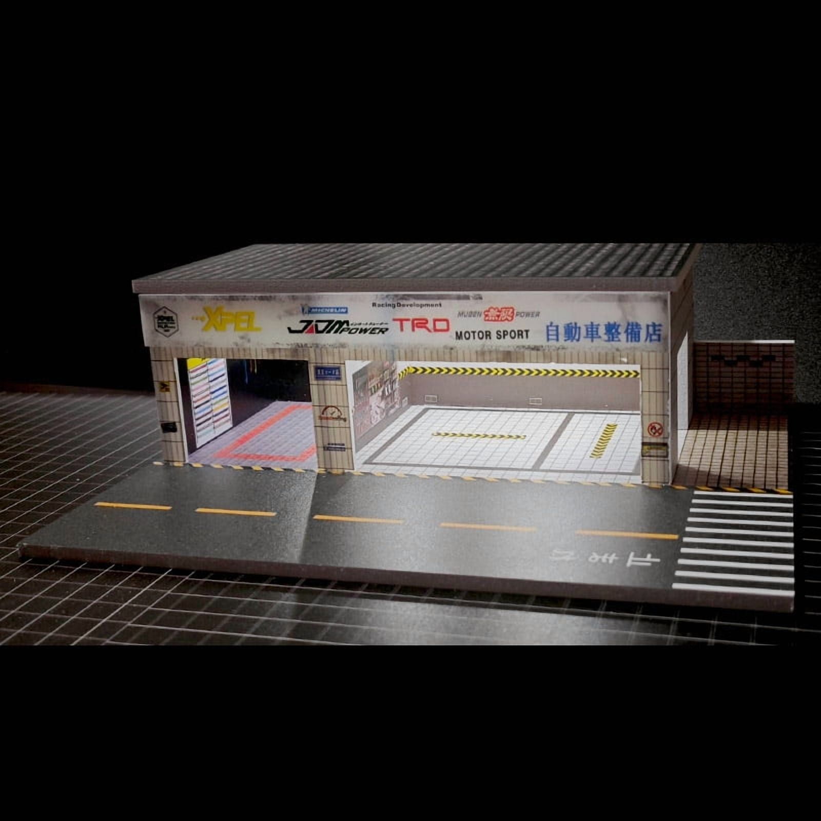 1/64 Diorama Diecast Garage Model, LED Lighting Japanese Multi-Story ...