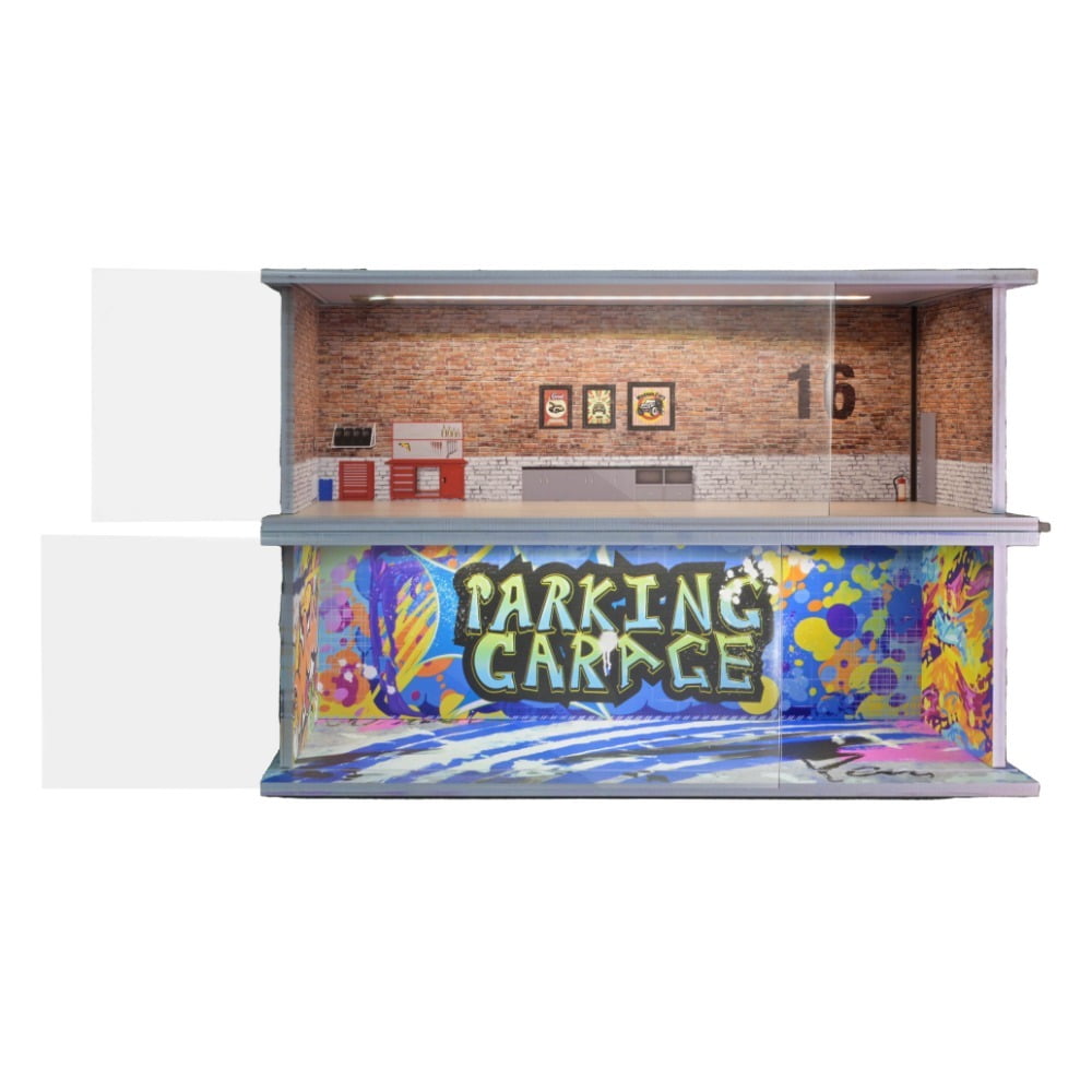 1/64 Diorama Diecast Garage Model, LED Lighting Japanese Multi-Story ...