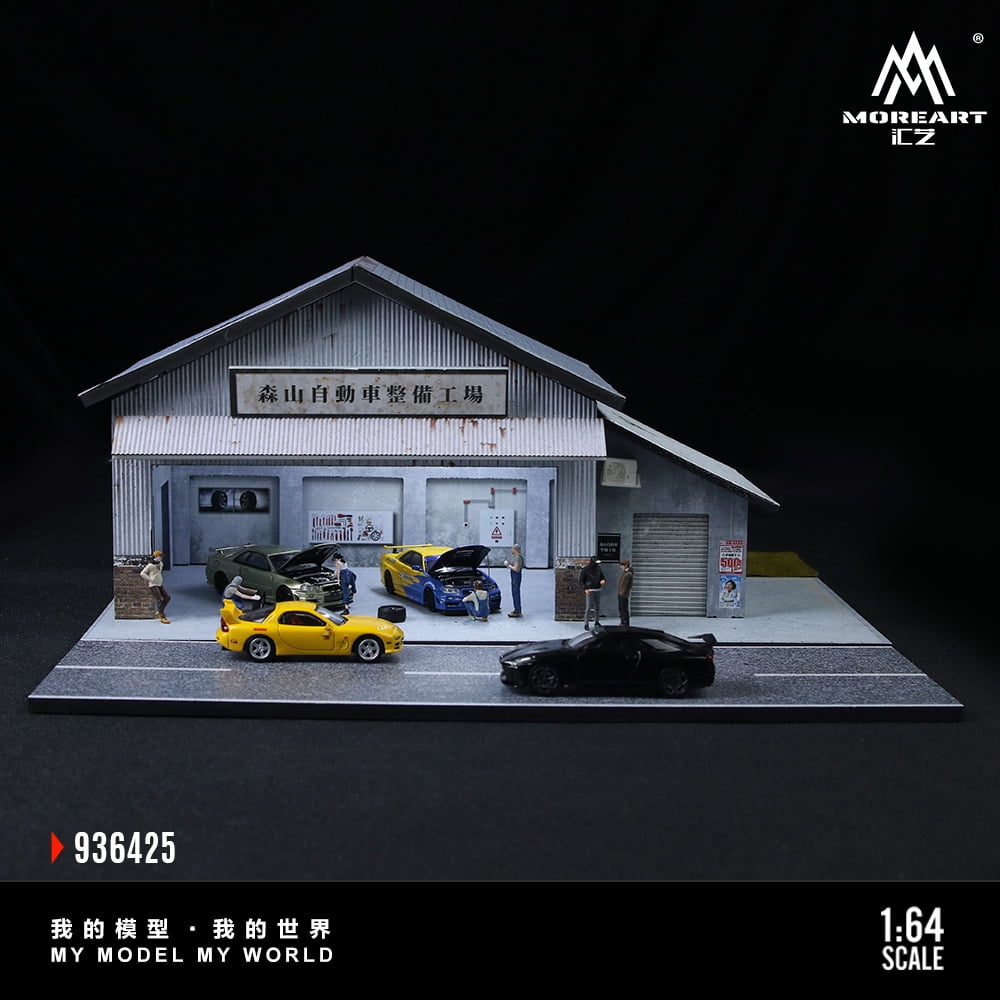 1/64 Diorama Diecast Garage Model, LED Lighting Japanese Parking Lot ...