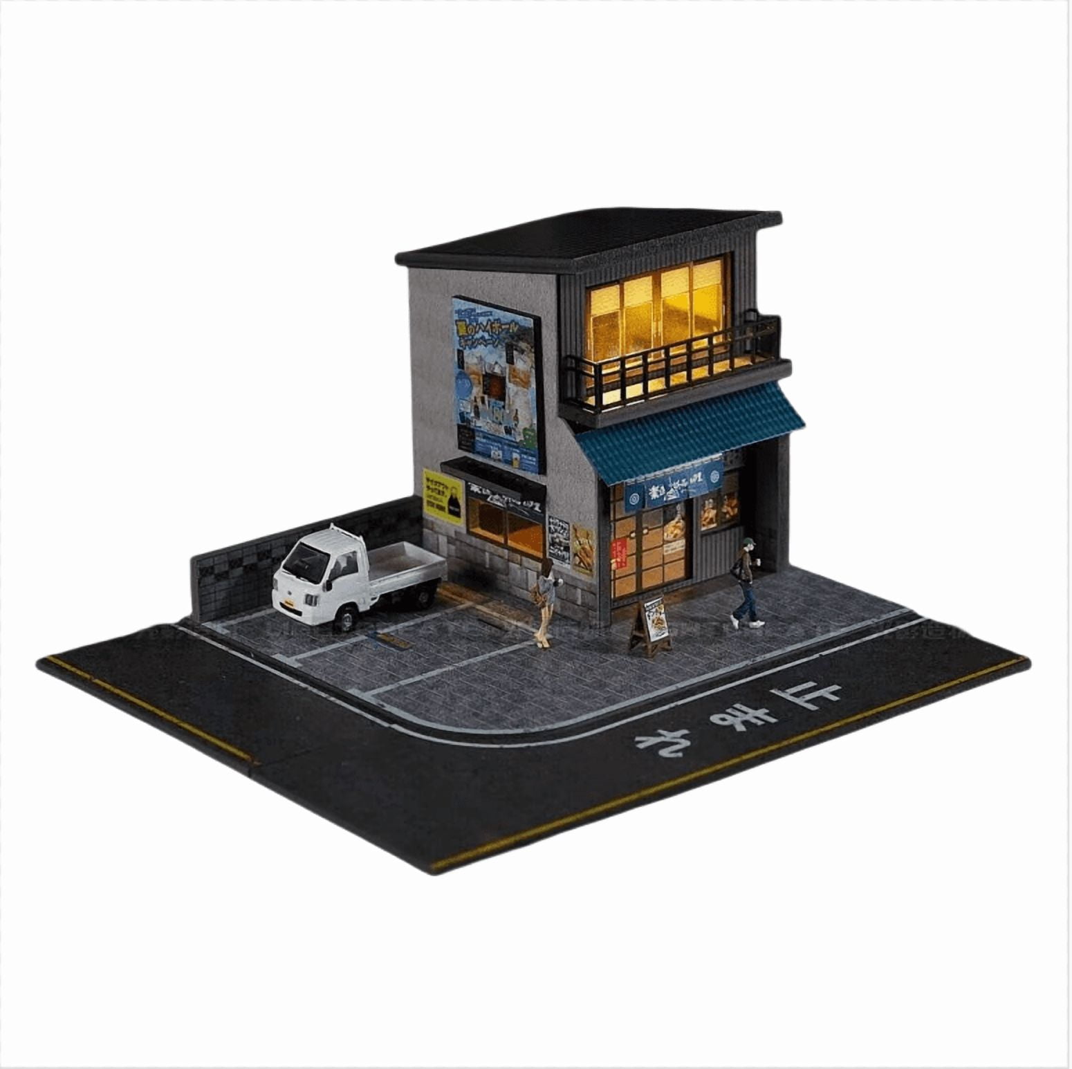 1/64 Diorama Diecast Garage Model, LED Lighting Japanese Store Parking ...