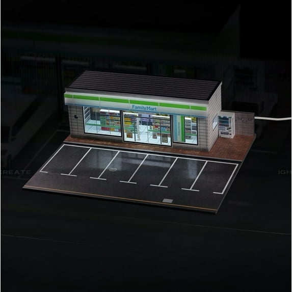1/64 Diorama Diecast Garage Model, LED Lighting Japanese Store Parking ...