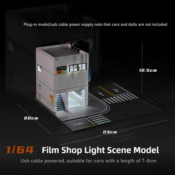1/64 Diorama Diecast Garage Model, LED Lighting Japanese Store Parking ...