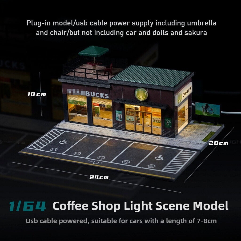 1/64 Diorama Garage Model, LED Lighting Big Residential Building Model ...